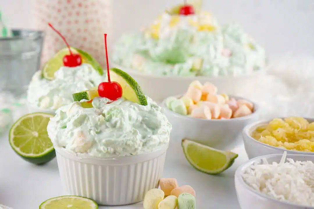 Lime Jello Fluff (Old-Fashioned Sea Foam Salad) - The Three Snackateers